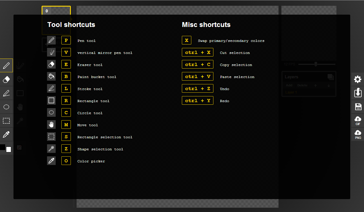 alpha : keyboard shortcuts · Issue #135 · piskelapp/piskel · GitHub